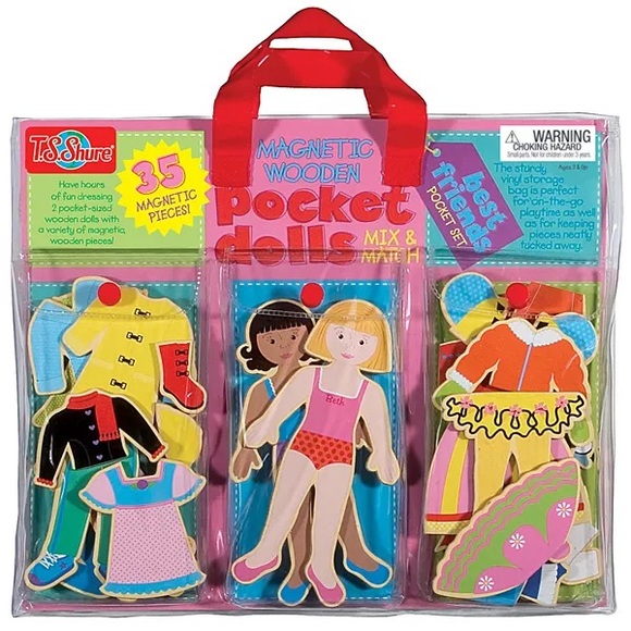 Toys Ts Shure Pocket Dolls Best Friends Wooden Magnetic Dressup Dolls